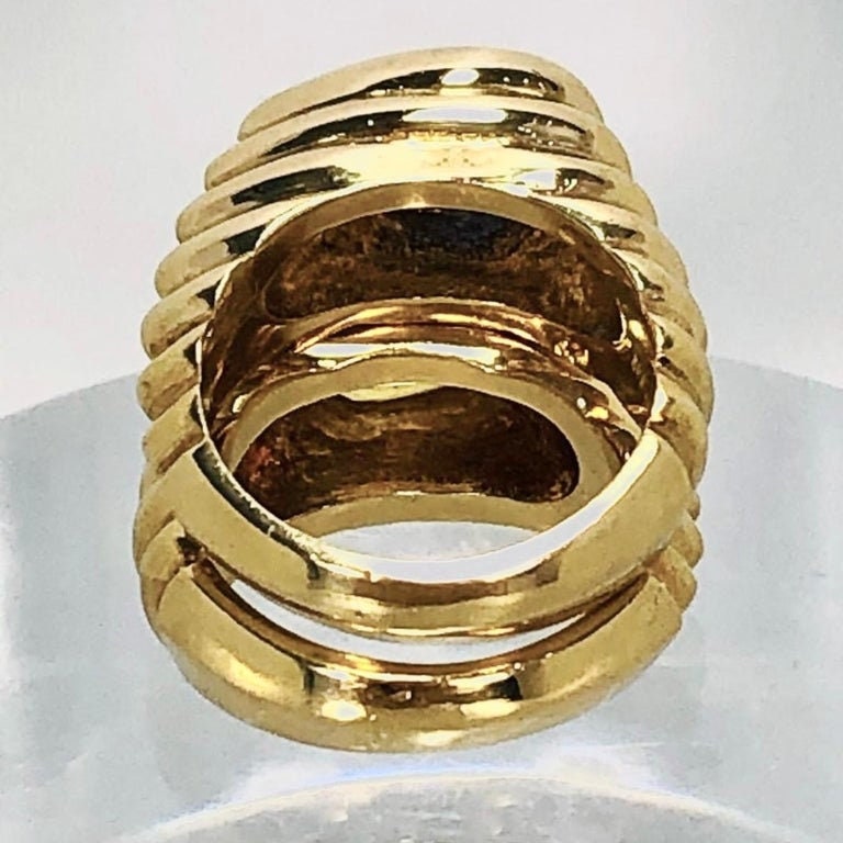 Pair of Fluted Gold Rings With Pear Shaped Blue and Yellow - Etsy