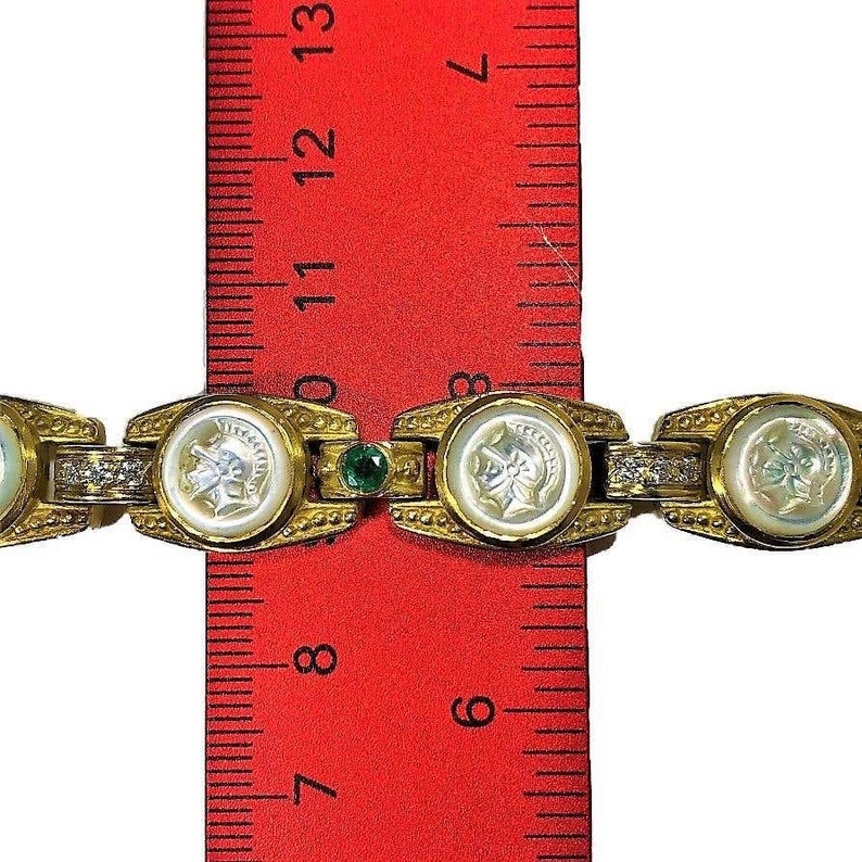 Judith Ripka Gold Bracelet With Diamonds Emeralds and Carved - Etsy