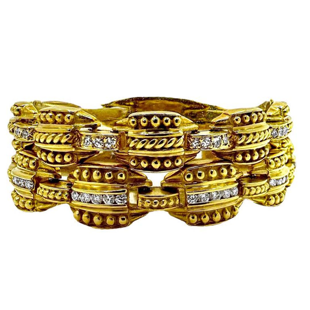 Pair of Judith Ripka 18K Yellow Gold and Diamond Bracelets - Etsy