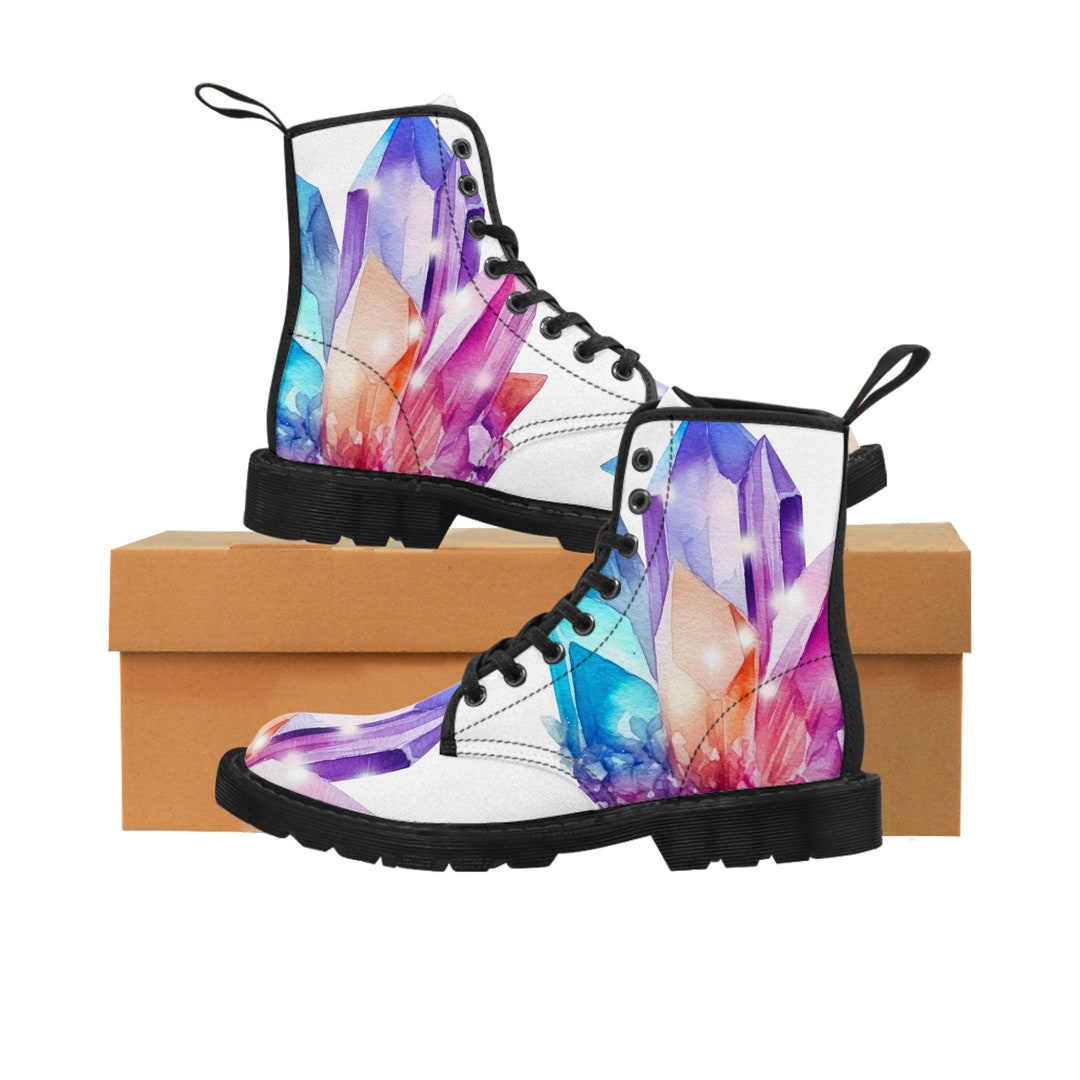 Women's Crystal Combat Boots Custom Design Boots Boho - Etsy