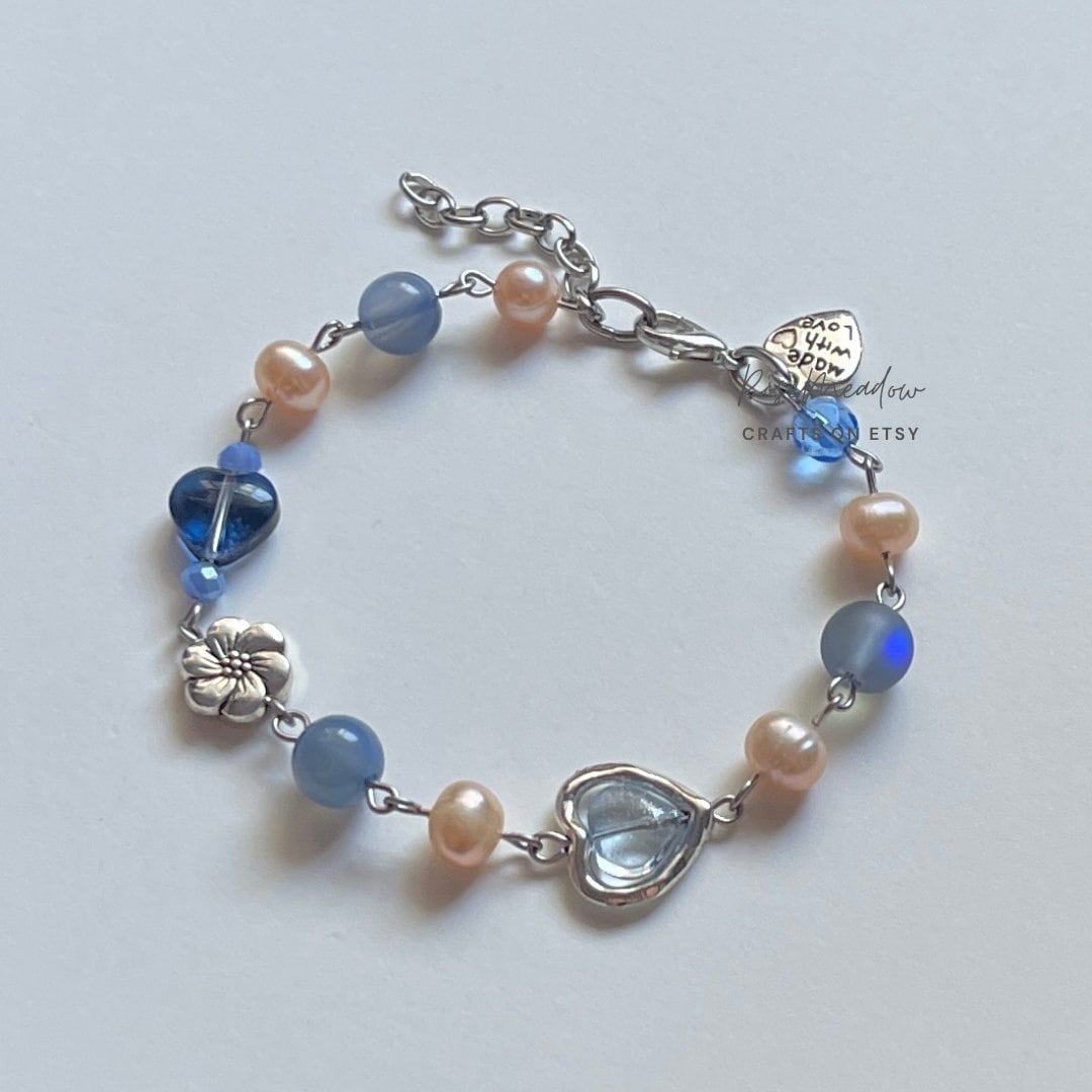 Blue Spring Pearl Bracelet || Quartz Bracelet - Etsy
