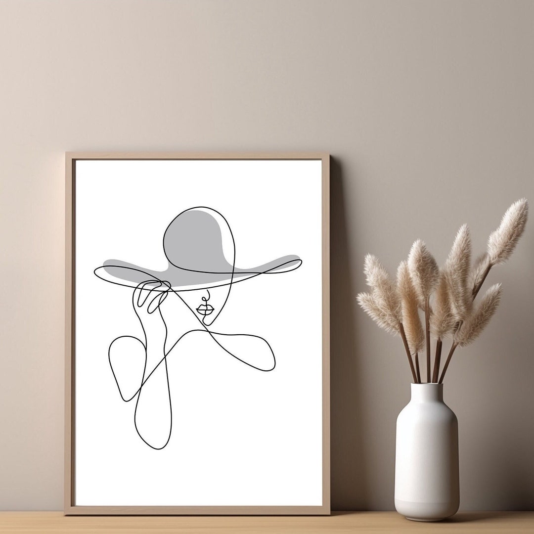 Modern Fashion Female Art | Line Drawing Wall Print | Printable ...