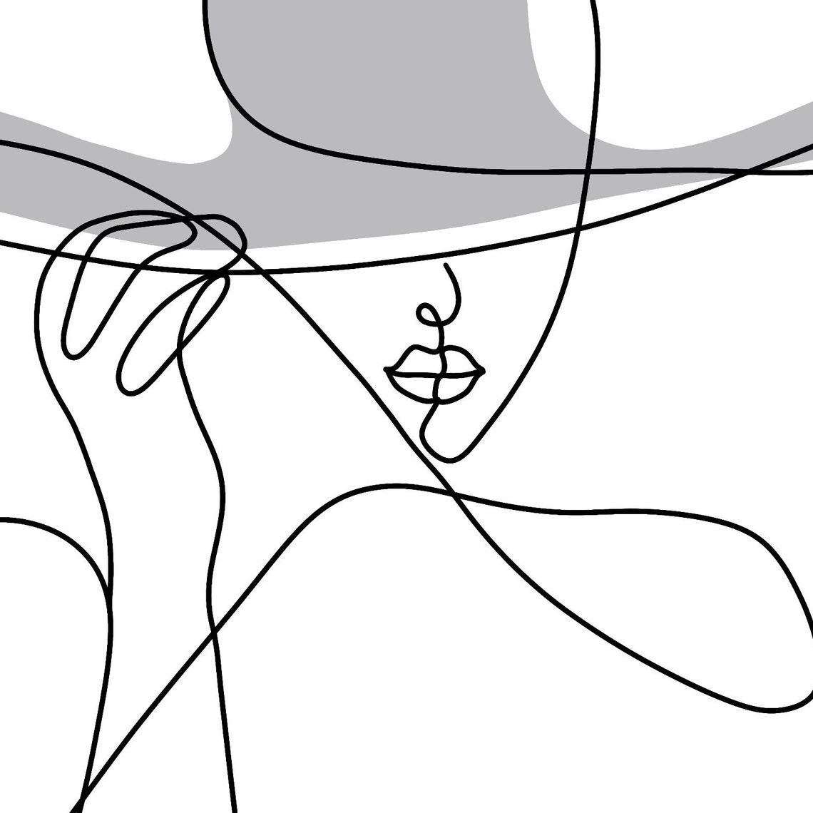 Modern Fashion Female Art | Line Drawing Wall Print | Printable ...