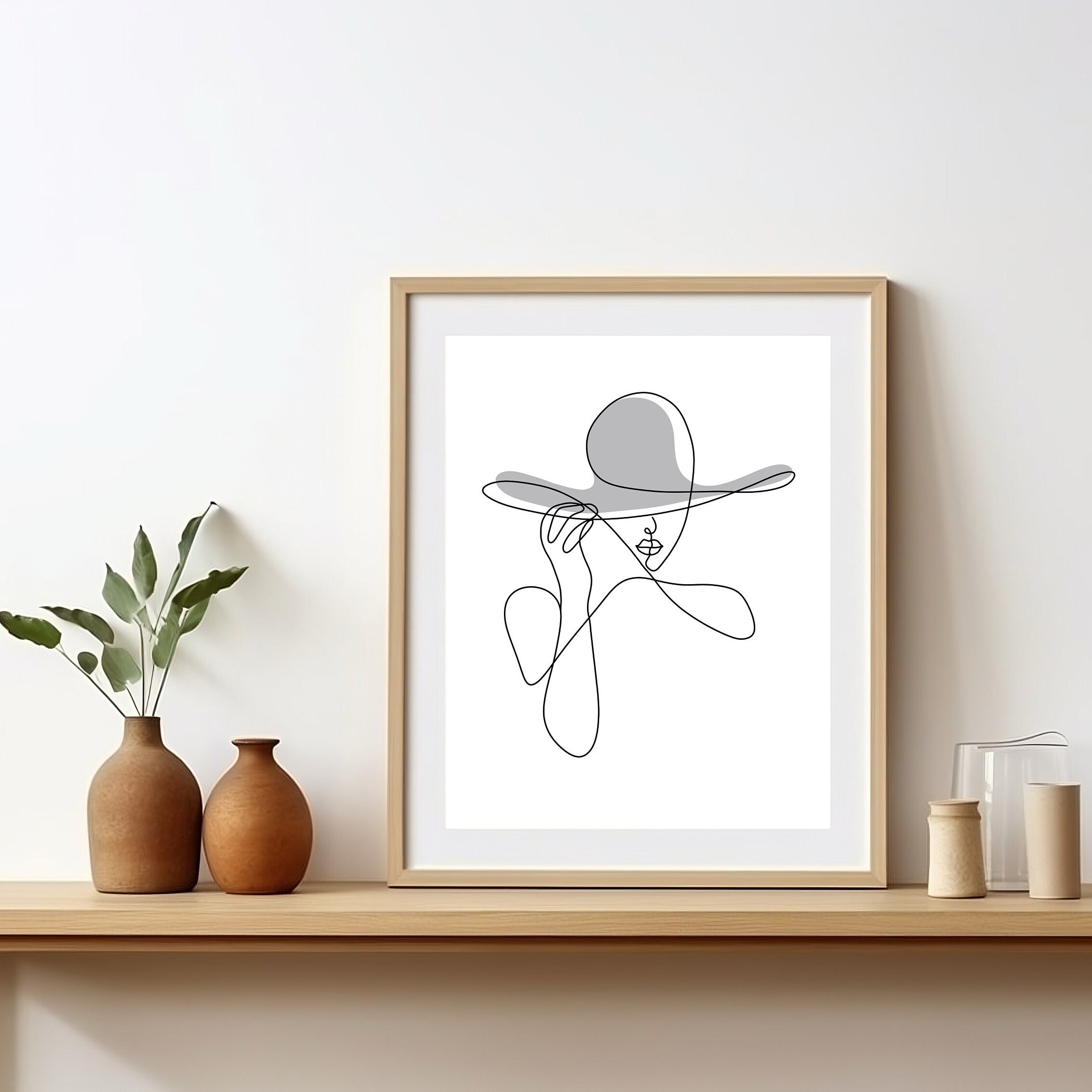 Modern Fashion Female Art | Line Drawing Wall Print | Printable ...