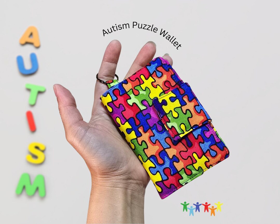 Handmade Autism Puzzle Fabric Card Wallet With Keyring - Etsy