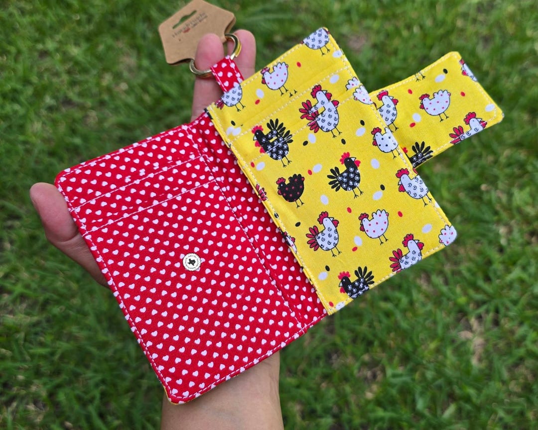 Handmade Country Chicken Fabric Card Wallet With Keyring - Etsy