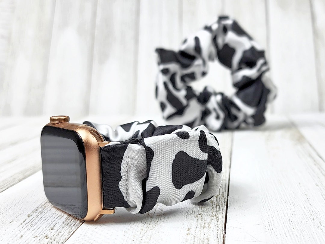 Black White Cow Print Scrunchies Watch Band for Apple Watch, Fitbit ...