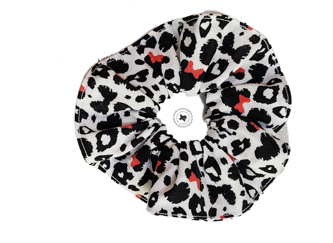 Leopard Minnie Mouse Head Hair Scrunchies With Optional Zipper Pocket ...