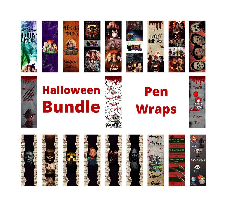 Halloween Variety BUNDLE Pen Wraps, 21 Pen Wrap Decals, Instant ...
