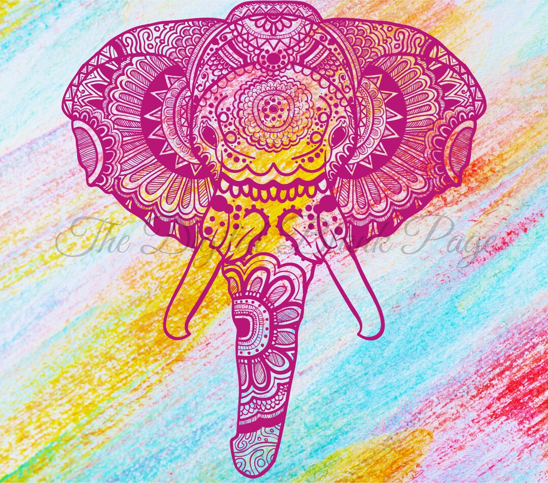 Colorful Elephant Mandala, Color Strokes, 20oz Skinny Tumbler Wrap ...