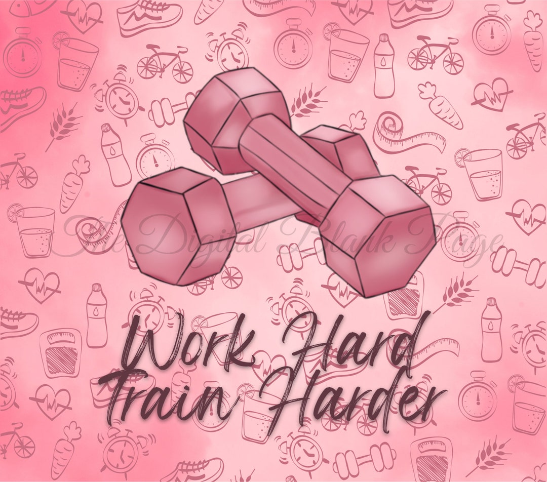 Work Hard Train Harder, Workout Design, 20oz Skinny Tumbler Wrap ...