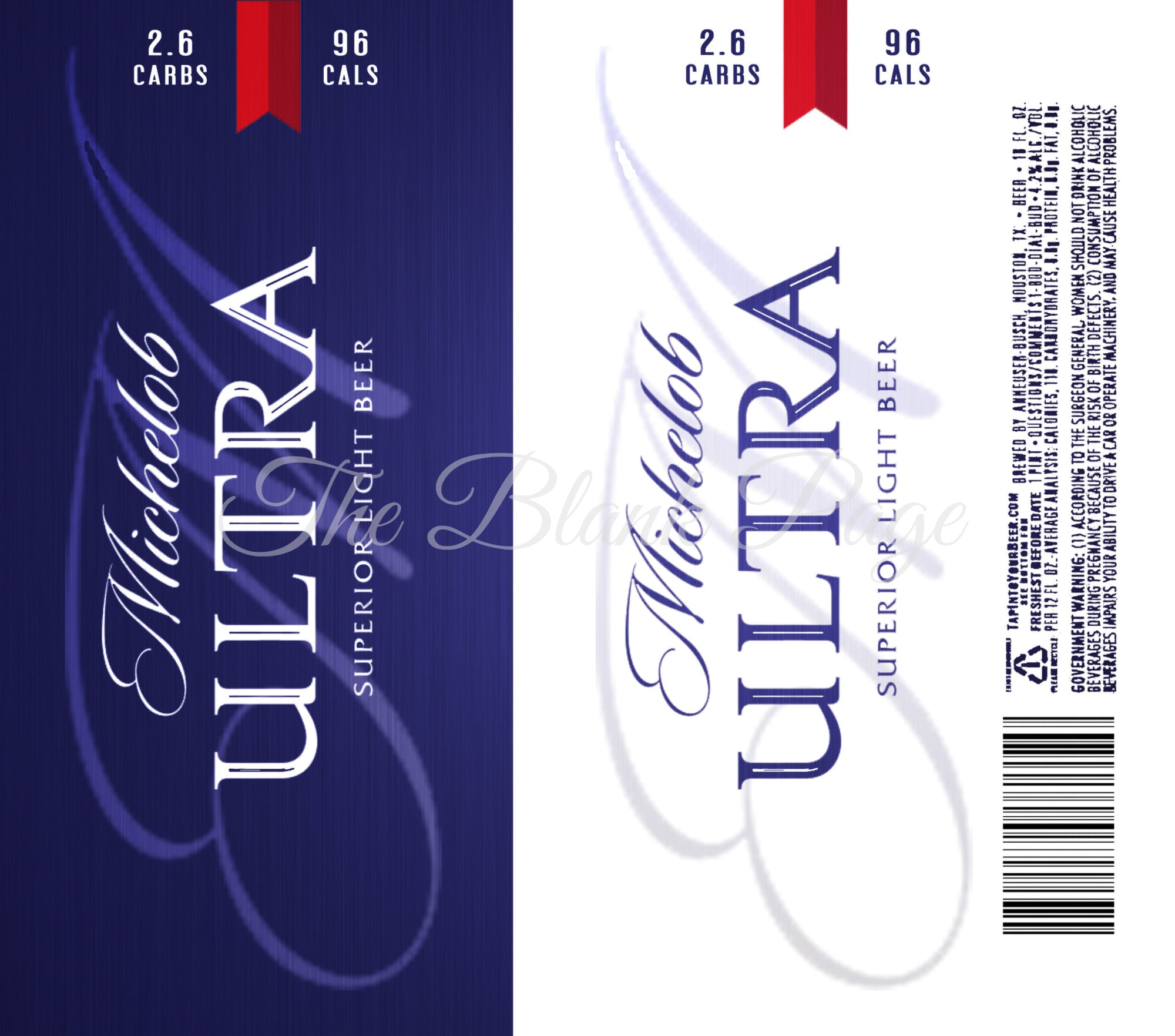 Ultra Blue and White Skinny Can Beer Label 20oz Skinny - Etsy