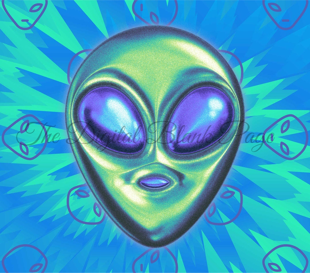 Blue and Green Alien, Tie Dye Design, 20oz Skinny Tumbler Wrap, Digital ...