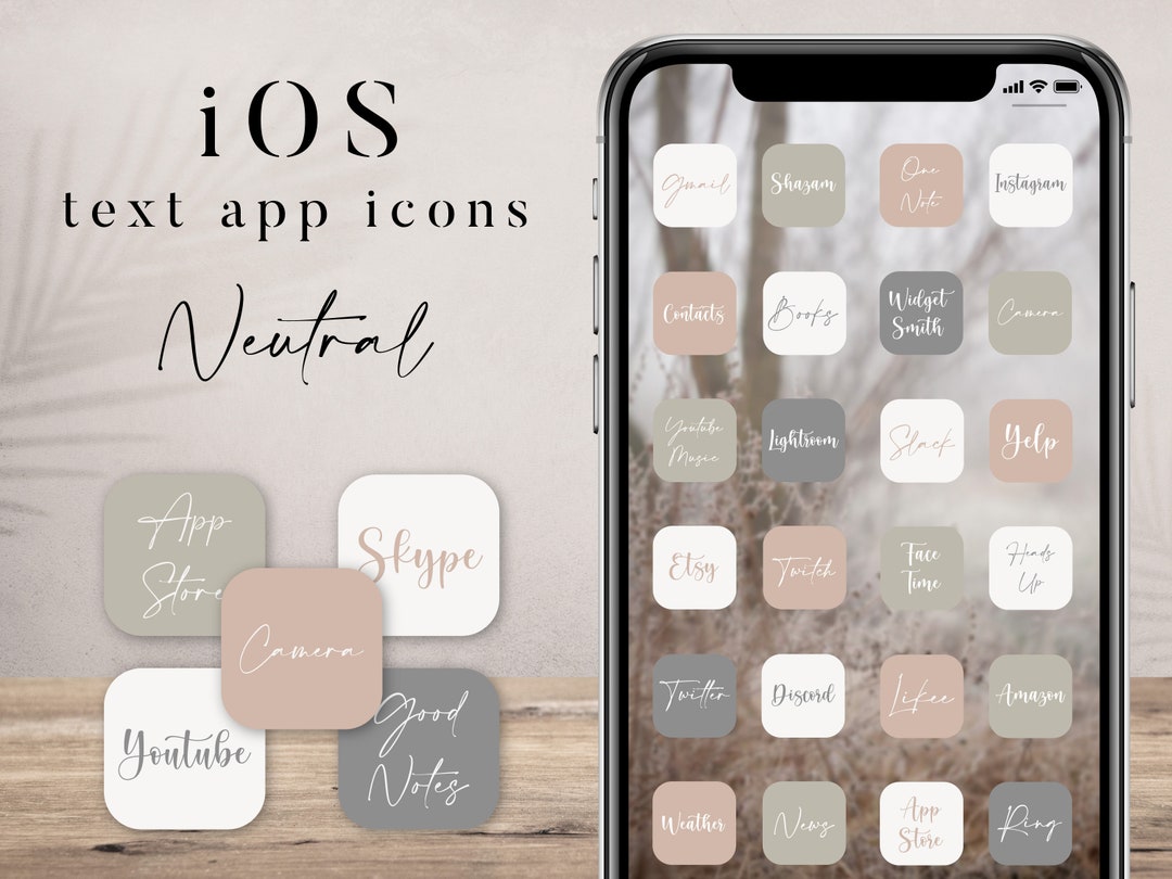IOS Neutral Winter Text App Icons Neutral Text Icon Pack for iPhone ...