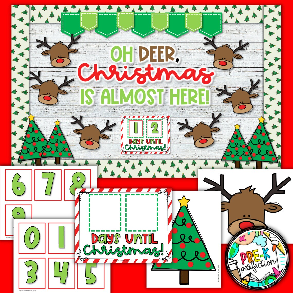 Rudolph Reindeer Christmas Countdown Bulletin Board (digital Download ...