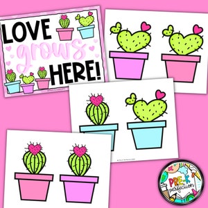 Heart Cactus Valentine's Day Bulletin Board | Love Grows Here Bulletin ...
