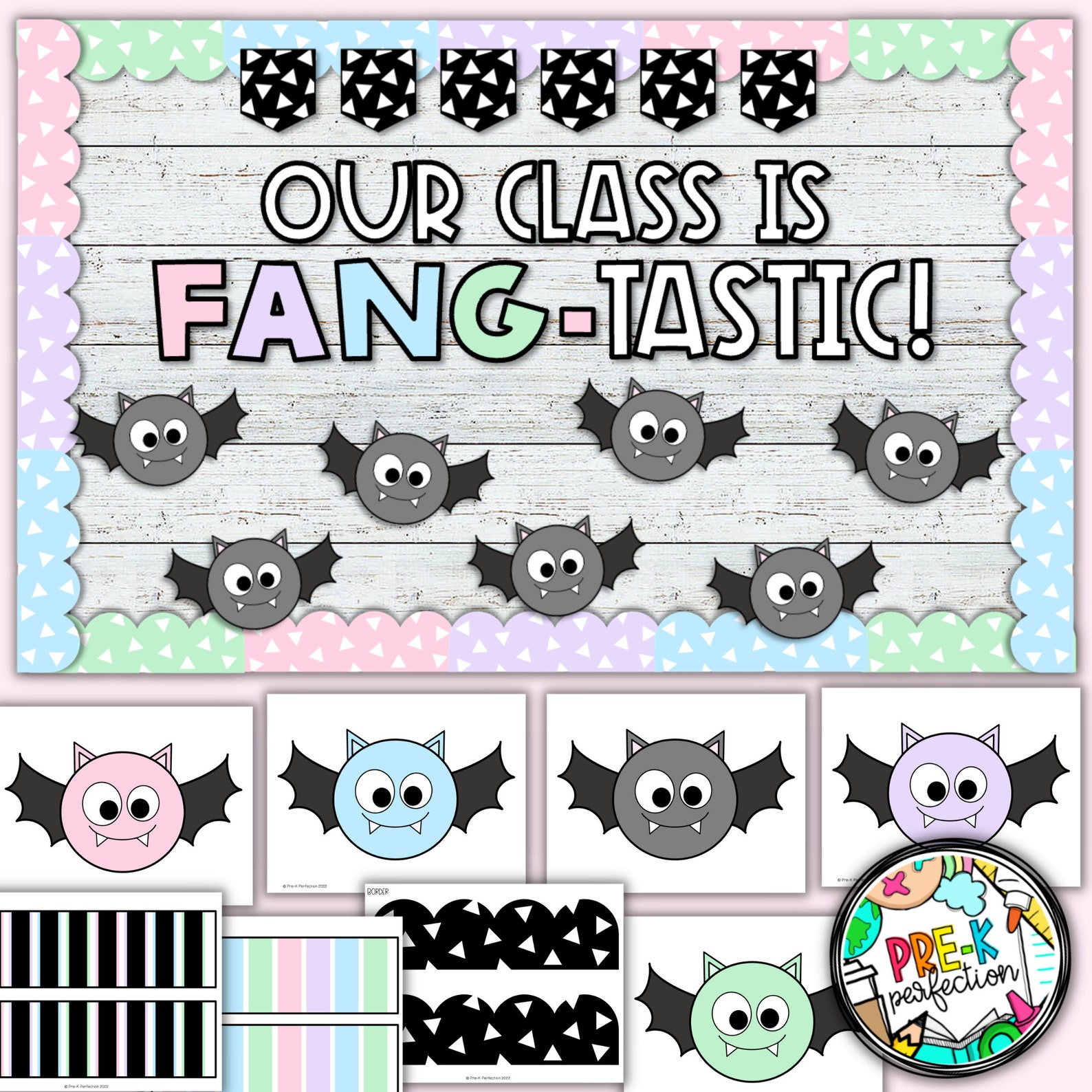 Pastel Halloween Bat Bulletin Board Modern Bat Bulletin - Etsy