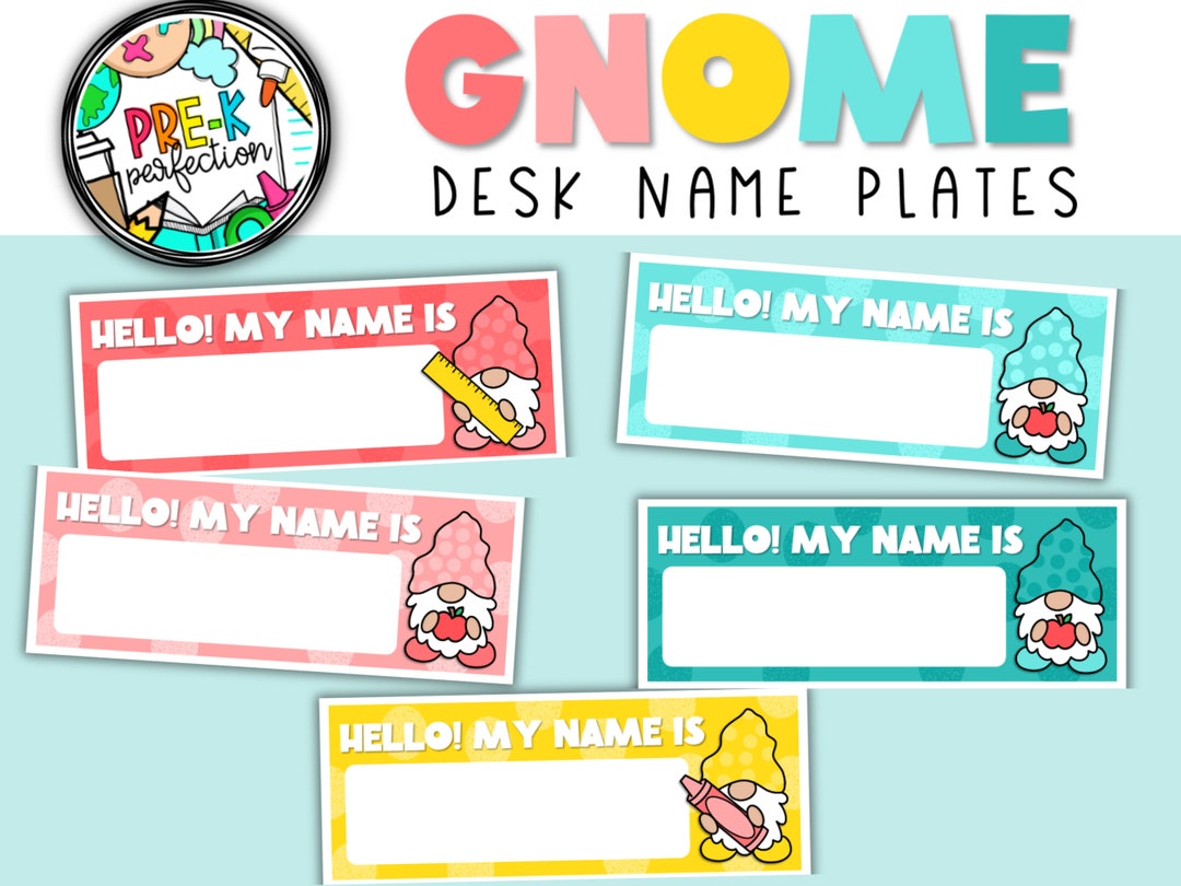 Gnome Theme Classroom Decor | Gnome Desk Name Plates | Gnome Name ...