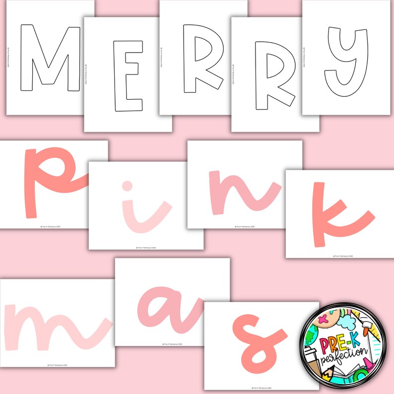 Pink Christmas Tree Bulletin Board: Classroom Holiday Decor (digital ...
