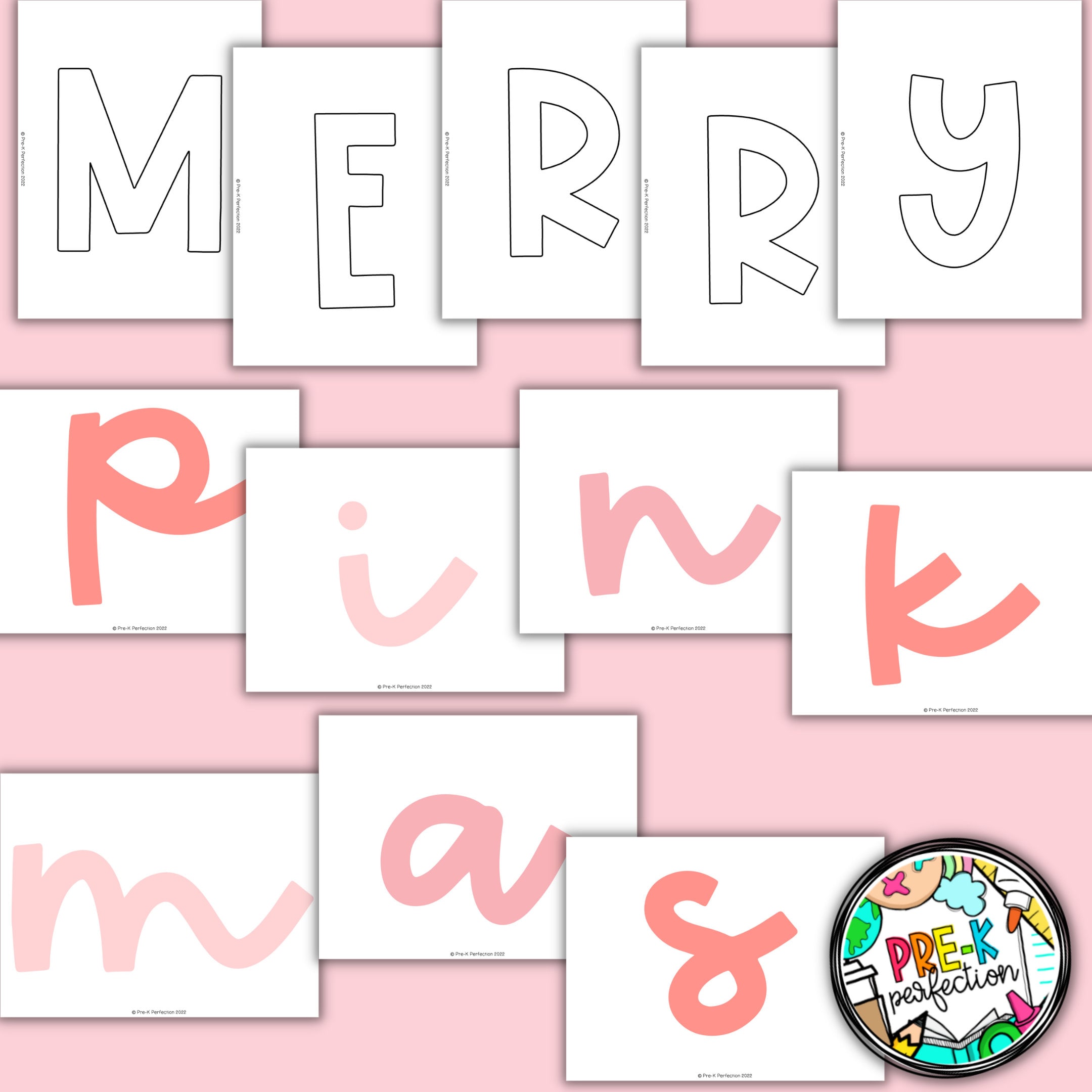 Pink Christmas Tree Bulletin Board: Classroom Holiday Decor (digital ...