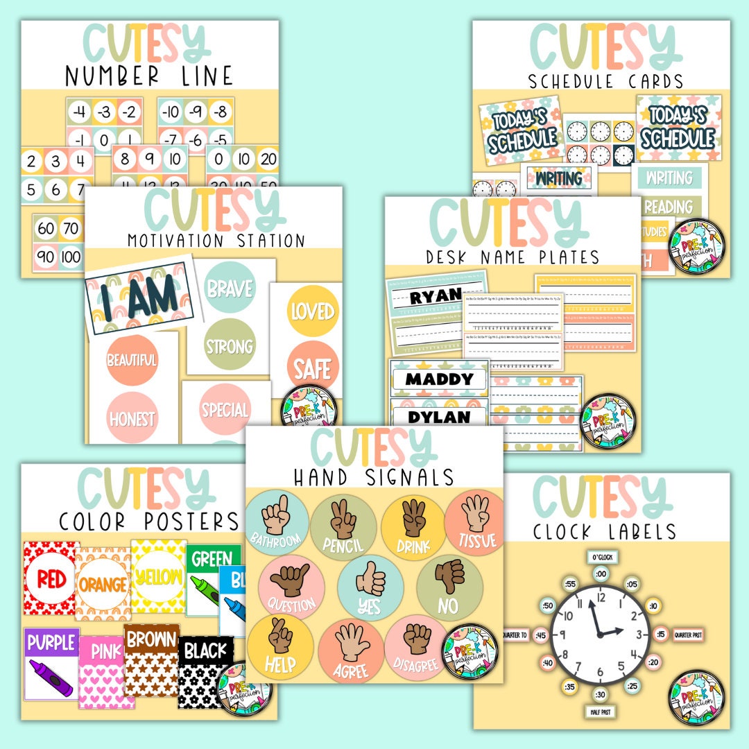Pastel Classroom Decor Bundle: Cutesy Doodle Theme (digital Download ...