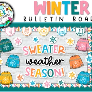 Warm Winter Wishes Bulletin Board | Winter Sweater Bulletin Board - Etsy