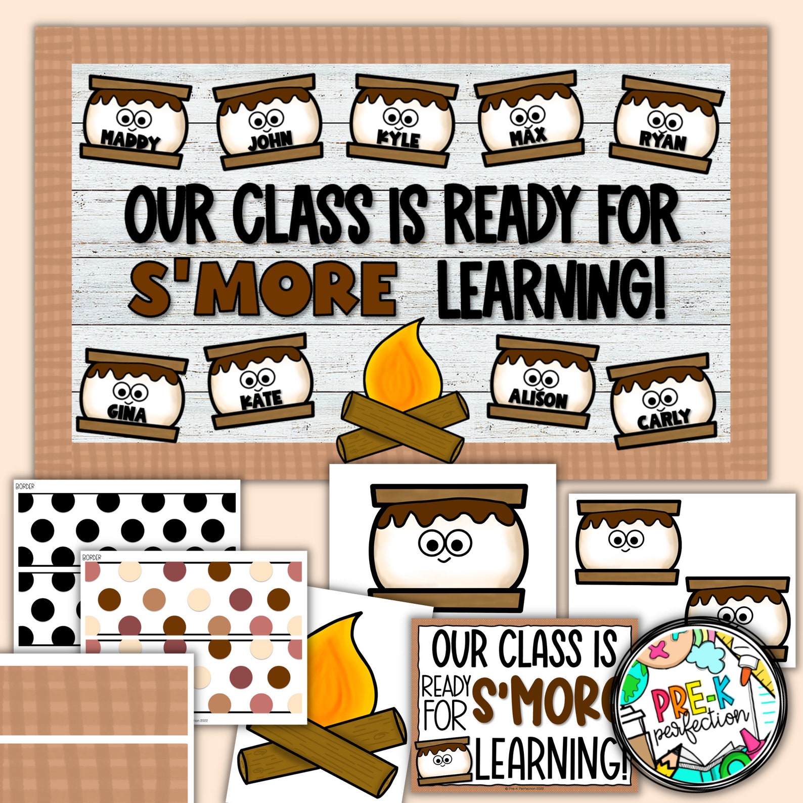 Campfire S'mores Bulletin Board Kit: Outdoorsy Classroom Decor (digital ...
