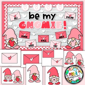 Valentine's Day Gnome Bulletin Board | Be My Gnomie Bulletin Board ...