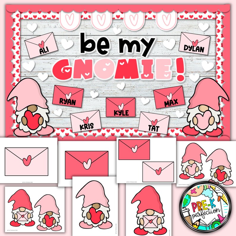 Valentine's Day Gnome Bulletin Board Be My Gnomie - Etsy