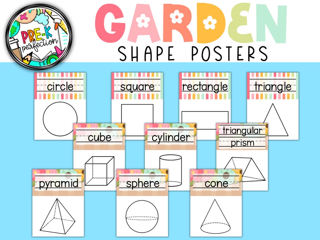 Garden Classroom Decor | 2D and 3D Shape Posters | Rainbow Flower ...