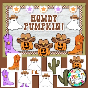 Cowboy Ghosts Bulletin Board | Cowboy Pumpkin Decor | Howdy Pumpkin ...