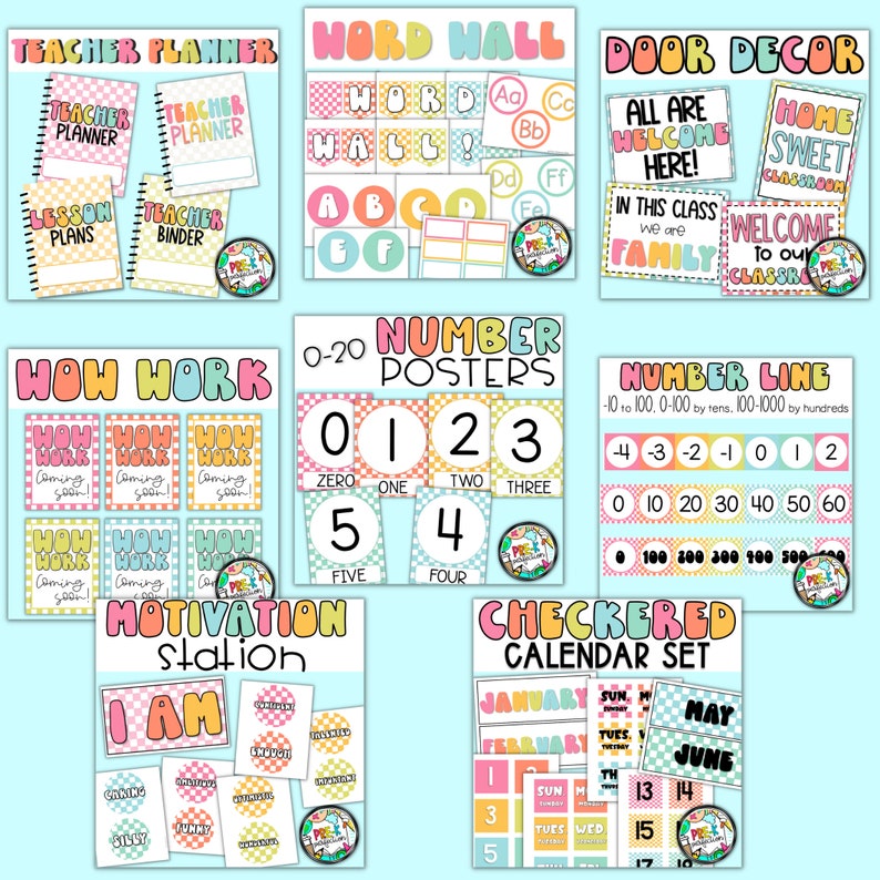 Retro Rainbow Checkered Classroom Decor Bundle (digital Download) - Etsy
