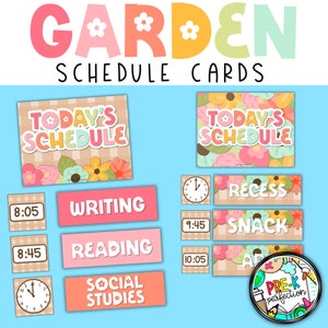 Garden Classroom Decor | EDITABLE Schedule Cards | Rainbow Flower Decor ...