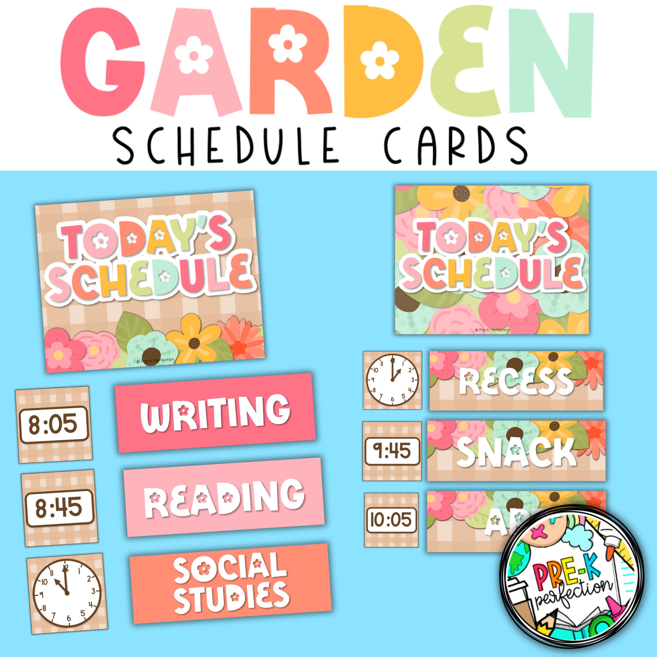 Garden Classroom Decor | EDITABLE Schedule Cards | Rainbow Flower Decor ...