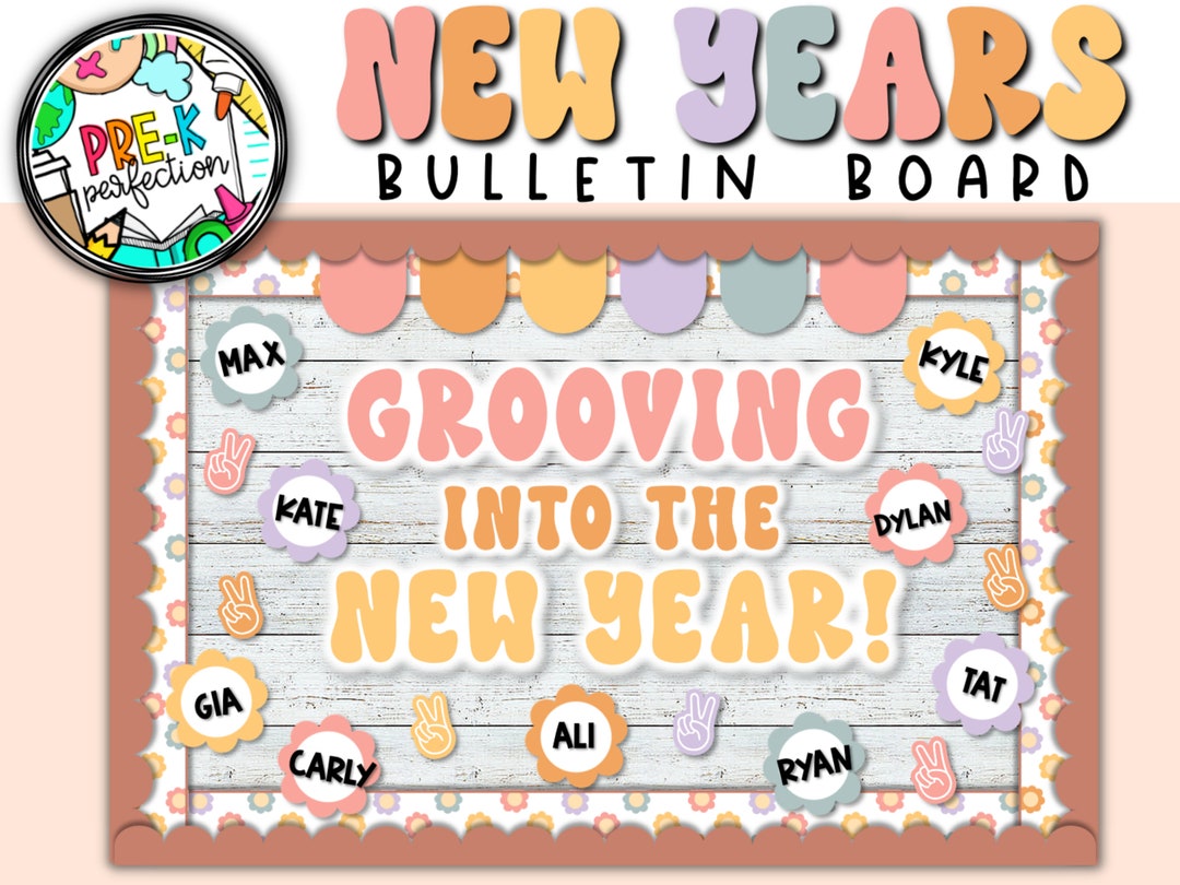 Grooving Into the Newyear Bulletin Board | Retro Groovy New Year's ...
