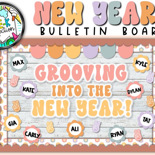 Grooving Into the Newyear Bulletin Board Retro Groovy New - Etsy