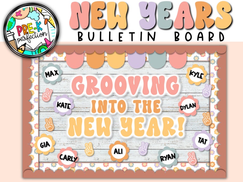 Grooving Into the Newyear Bulletin Board Retro Groovy New - Etsy