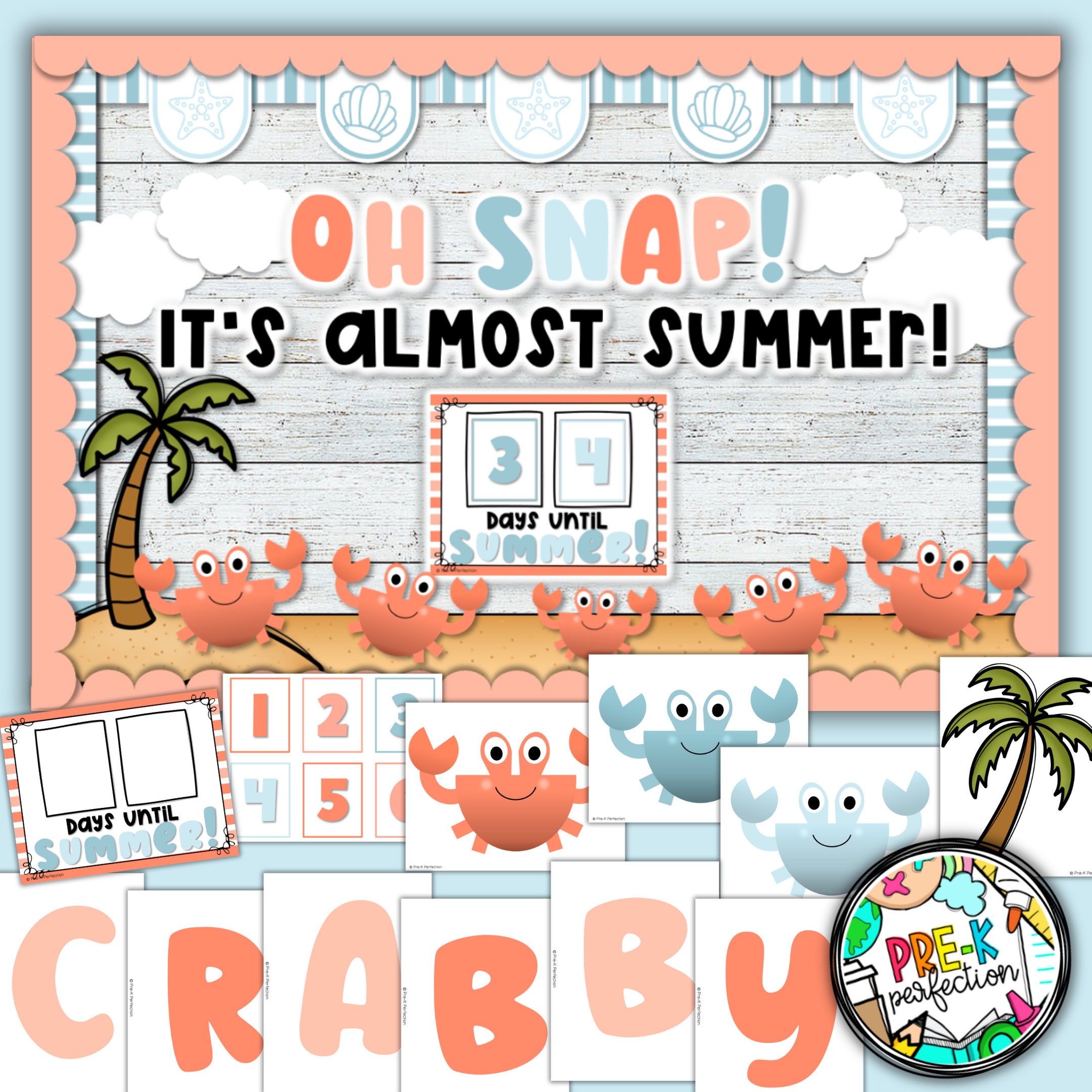 Summer Beach Bulletin Board: Crab Craft & Countdown (digital Download ...