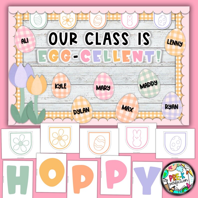 Spring Classroom Bulletin Board Kit: Easter Chicks & Tulips (digital ...