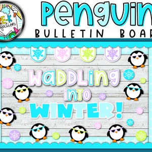 Penguin Winter Bulletin Board: Editable Classroom Decor (digital ...