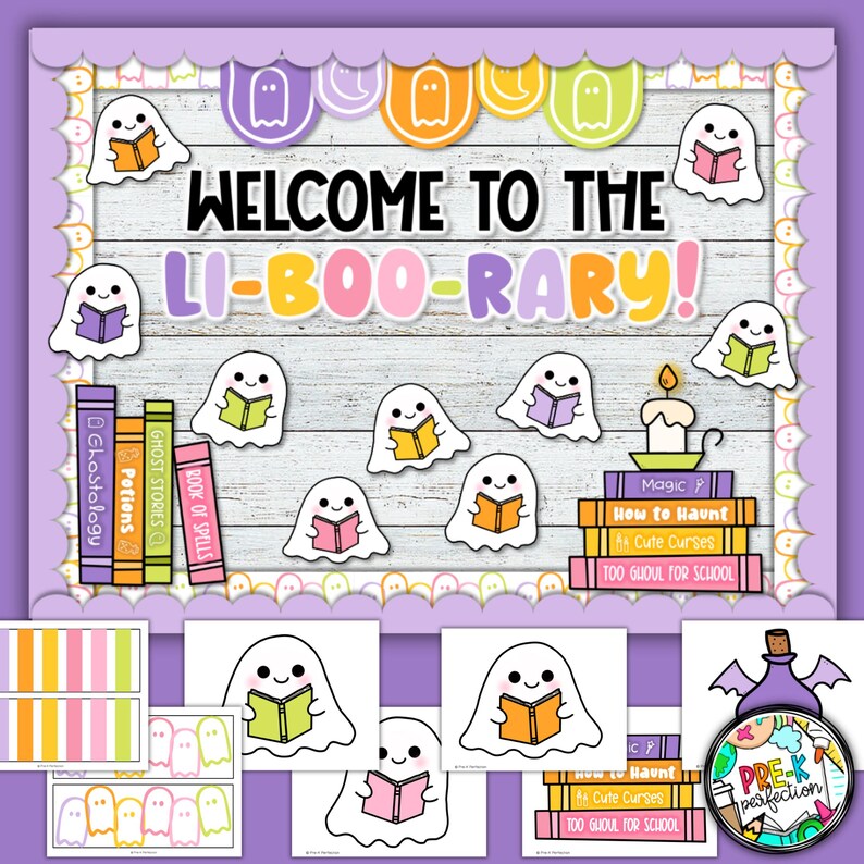 Halloween Library Bulletin Board Kit: Ghosts, Books, Potions (digital ...
