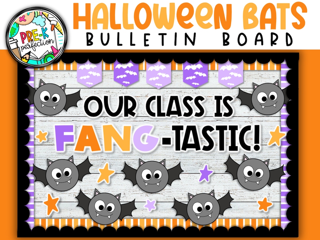 Halloween BAT Bulletin Board | Cute Baby Bat Decor | Halloween Door ...