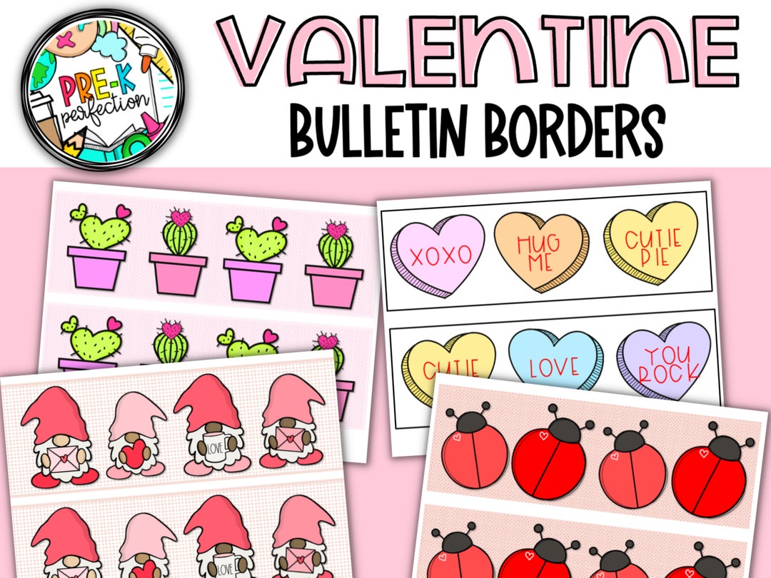 Valentine's Day Bulletin Borders | February Bulletin Borders | Gnome ...