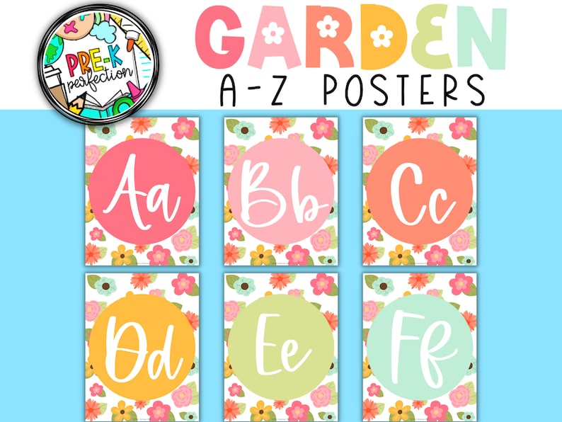 Garden Classroom Decor Garden A-Z Letter Posters Flower - Etsy