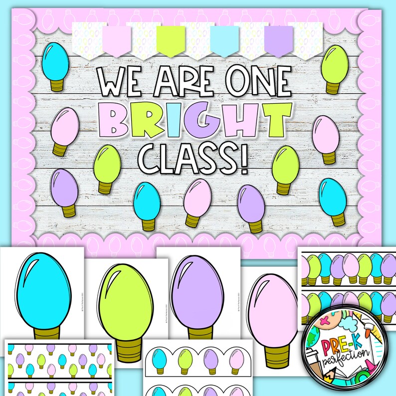 Pastel Christmas Lights Bulletin Board Christmas Lights - Etsy