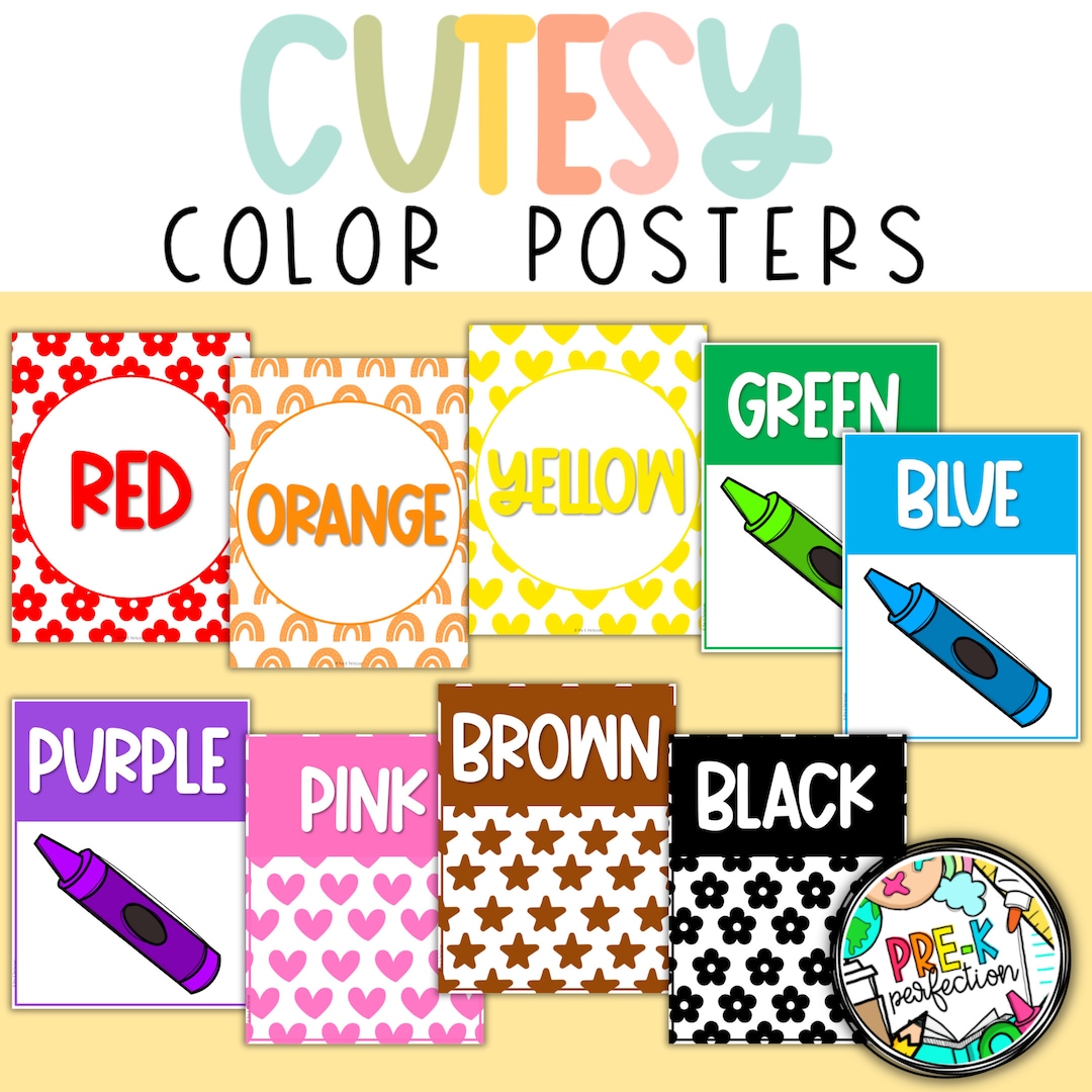 Cutesy Classroom Decor | Color Posters | Pastel Doodle Decor | Pastel ...