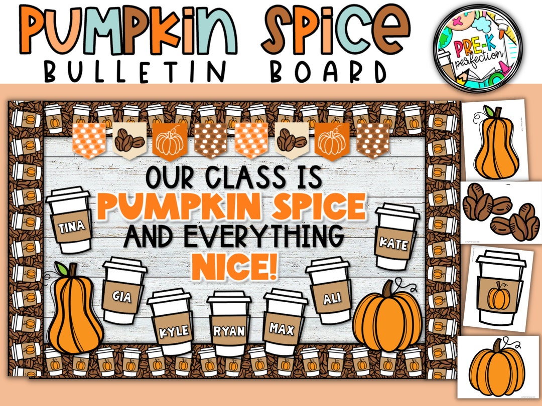 Pumpkin Spice Bulletin Board | Pumpkin Latte Bulletin Board | Digital ...