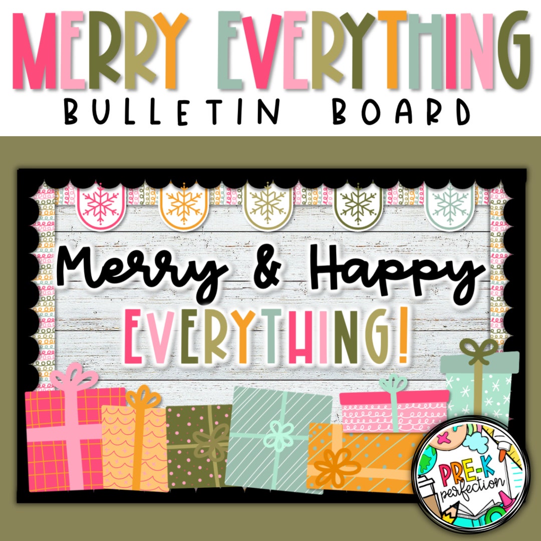 Merry Everything Bulletin Board | Holiday Bulletin Board | Winter Decor ...