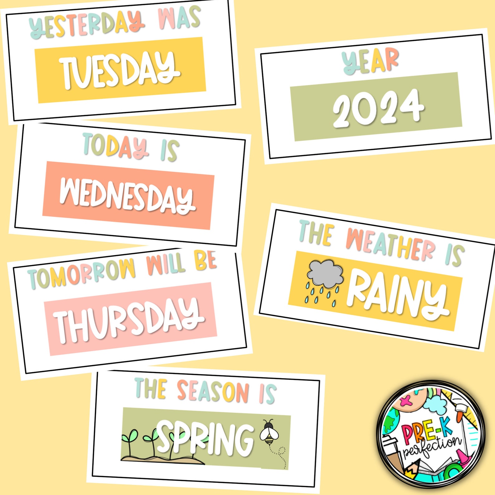 Cutesy Classroom Decor Theme Calendar Set Weather Set Morning Meeting ...
