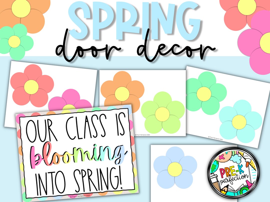 Spring Door Decor | Easy to Use | Digital Product | Spring Flowers ...
